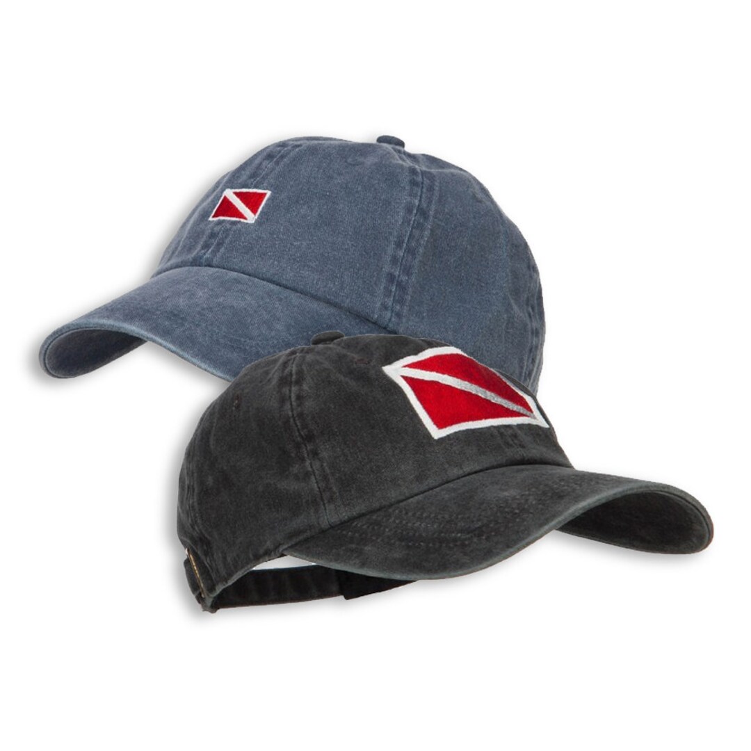 Scuba Dive Flag Embroidered Cotton Cap Washed Hat - Etsy