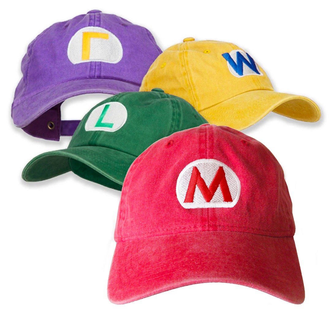 Mario Luigi Wario Waluigi Embroidered Unstructured Cap - Etsy