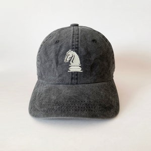Chess Knight Embroidered Washed Cotton Cap - Etsy