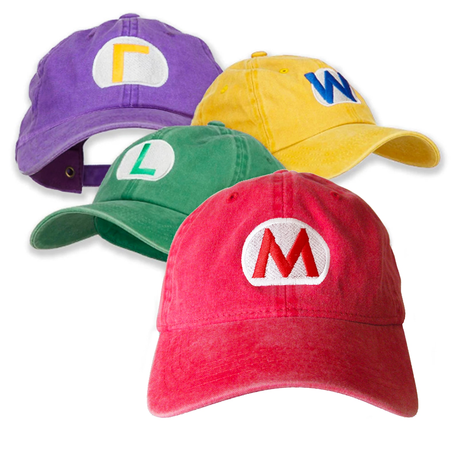 Mario Luigi Wario Waluigi Embroidered Unstructured Cap - Etsy