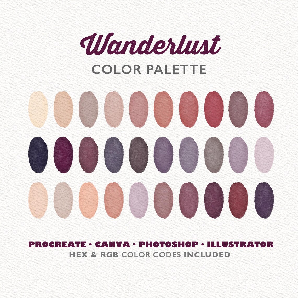 Procreate Color Palette, Wanderlust Color Palette, Colour Palette ...