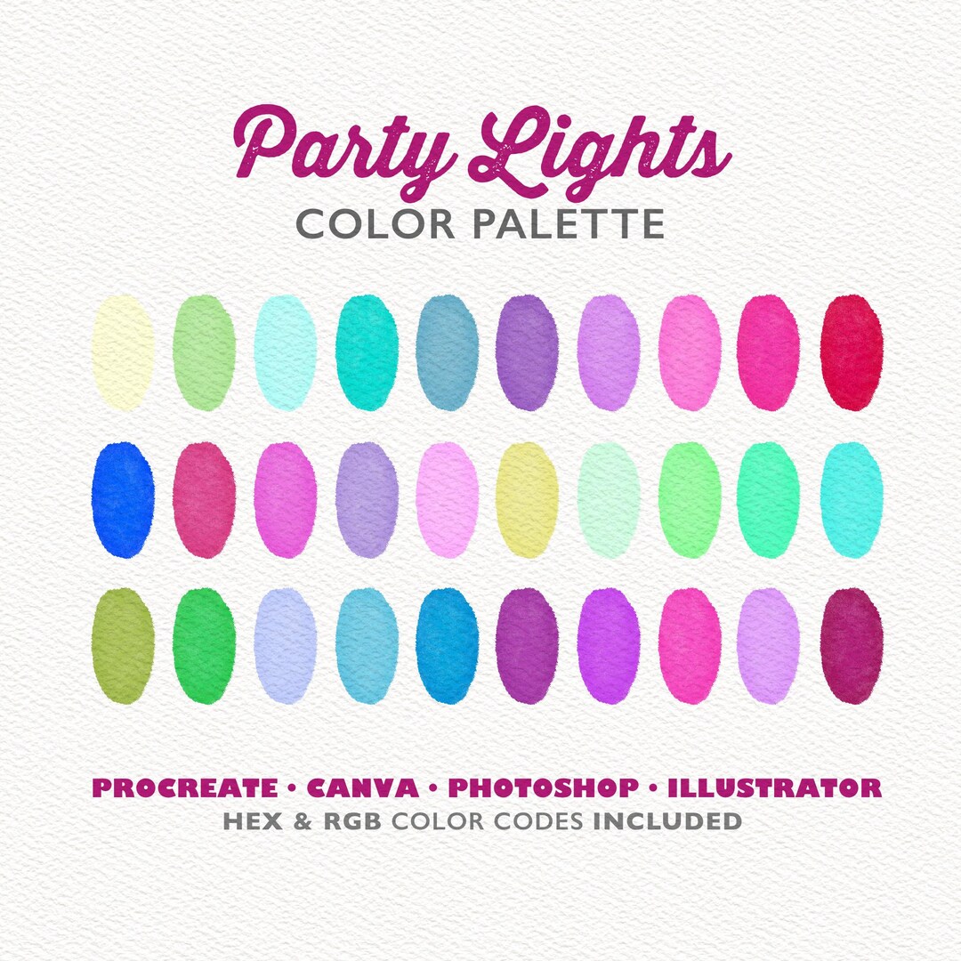 Procreate Color Palette, Colors Canva, Party Lights Color Palette ...