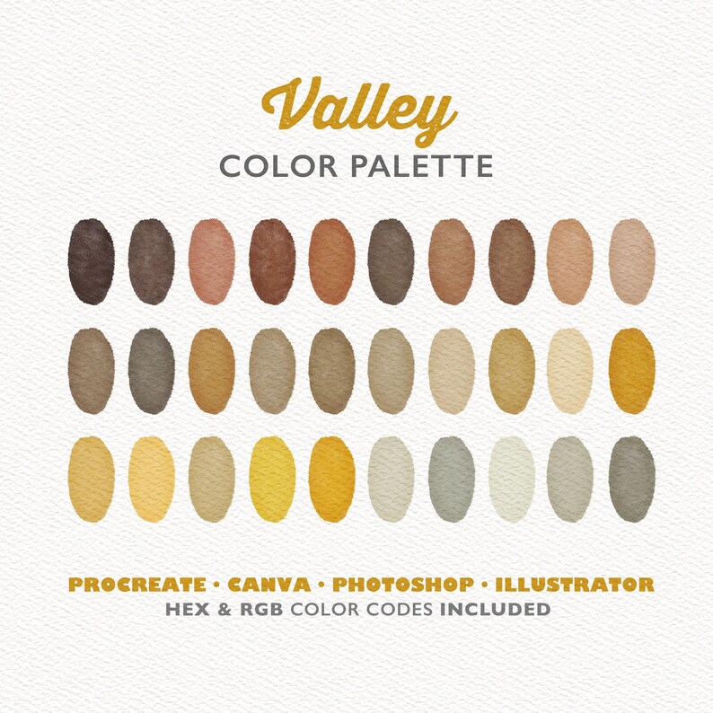 Canva Colors, Procreate Color Palette, Valley Color Palette, Photoshop ...