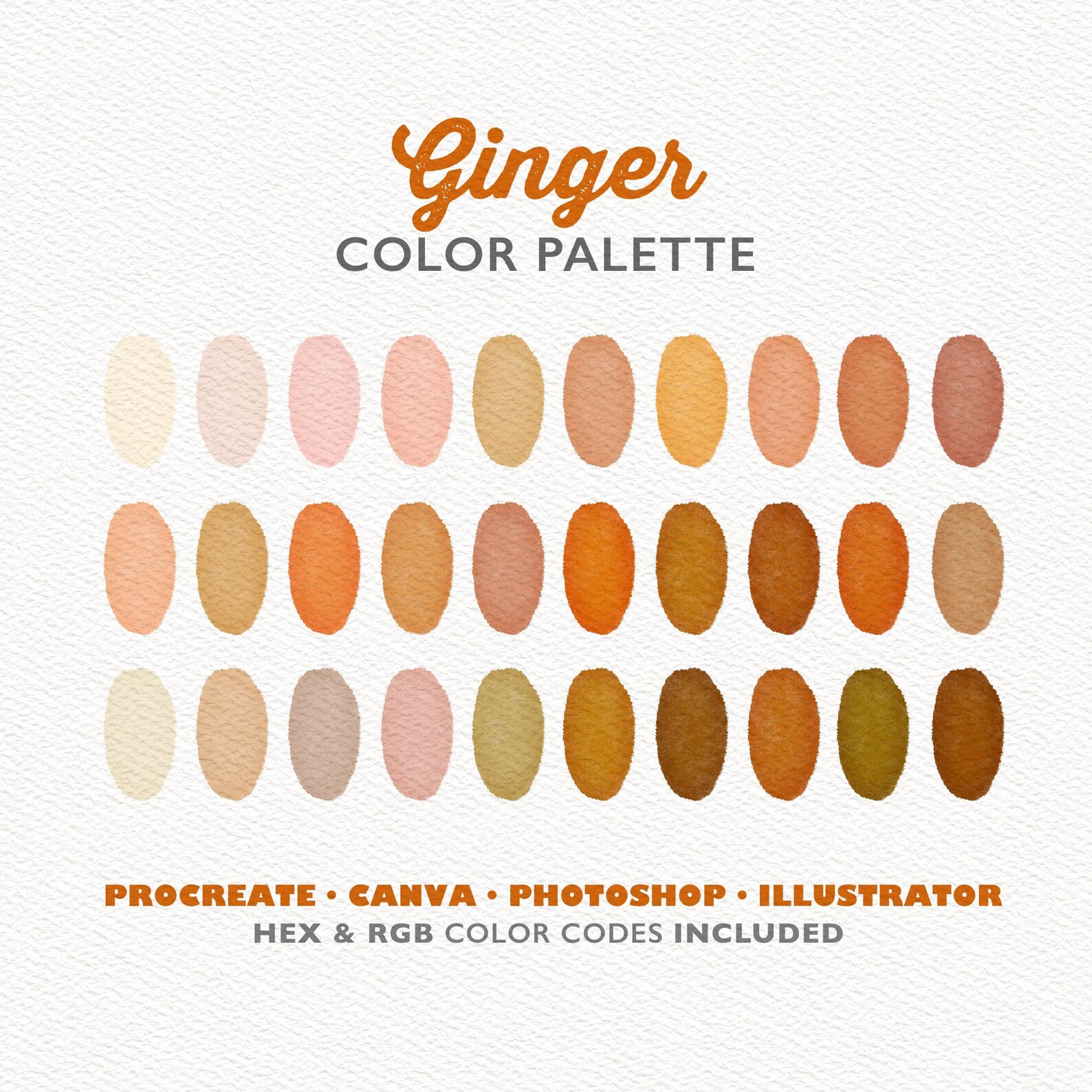 Procreate Color Palette, Colors Canva, Ginger Color Palette, Colour ...
