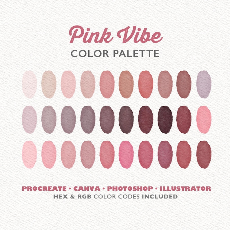 Procreate Color Palette, Colors Canva, Pink Vibe Color Palette, Colour ...