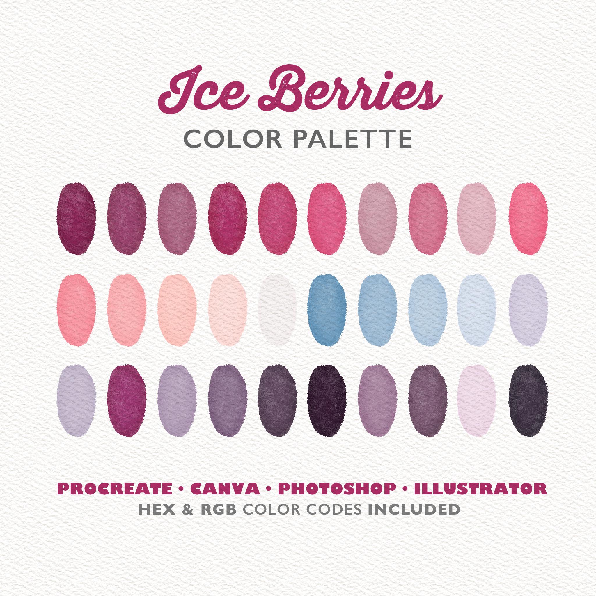 Procreate Color Palette, Canva Colors, Ice Berries Color Palette ...
