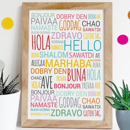Hello in Different Languages Print Welcome Entryway Sign | Etsy