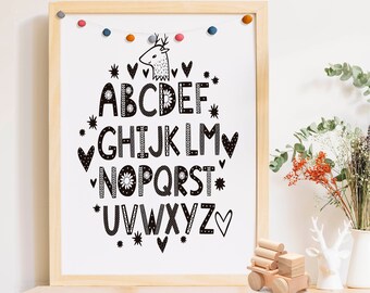 Modern Alphabet Print ABC Poster Nursery ABC Art - Etsy