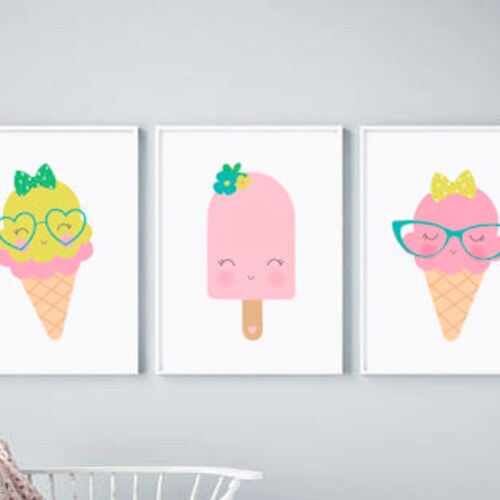 Ice Cream Prints Printable Wall Art Nursery Wall Decor - Etsy