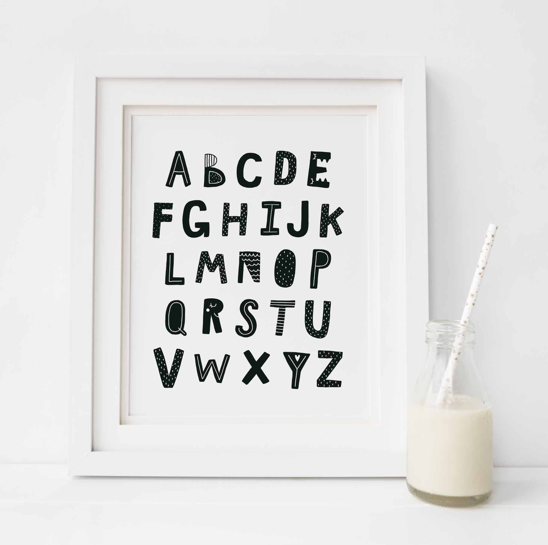 Monochrome Scandinavian Alphabet ABC Alphabet Letters - Etsy
