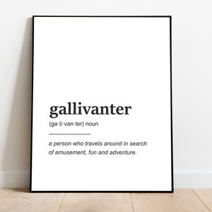 Gallivanter Definition Minimalist Definition Print Travel - Etsy
