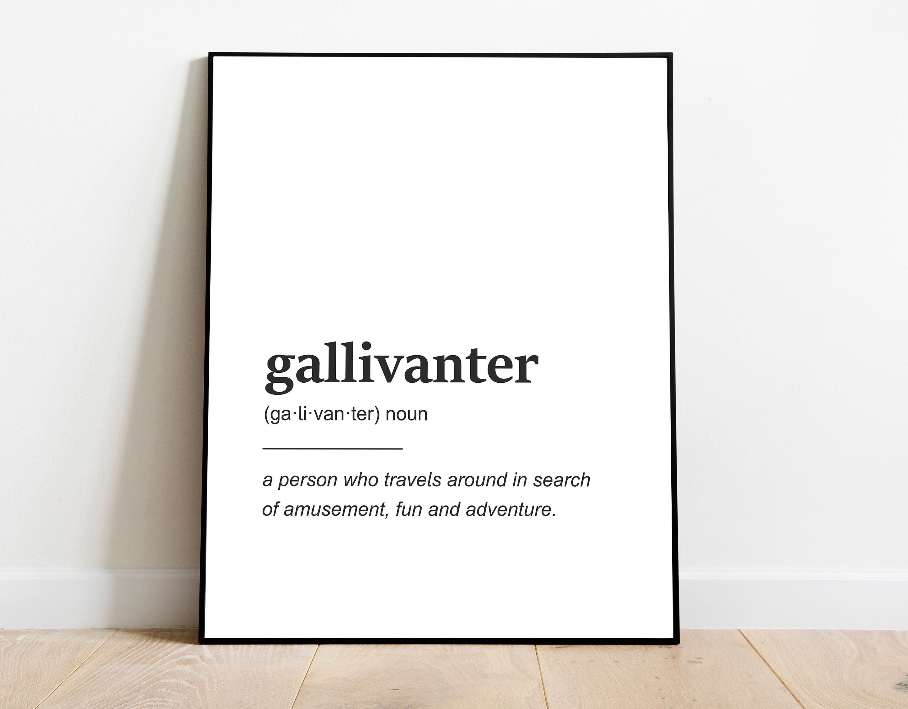 Gallivanter Definition Minimalist Definition Print Travel - Etsy