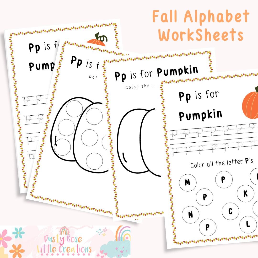 Pumpkin Alphabet Tracing Worksheet | Letter P Printable | Fall ...