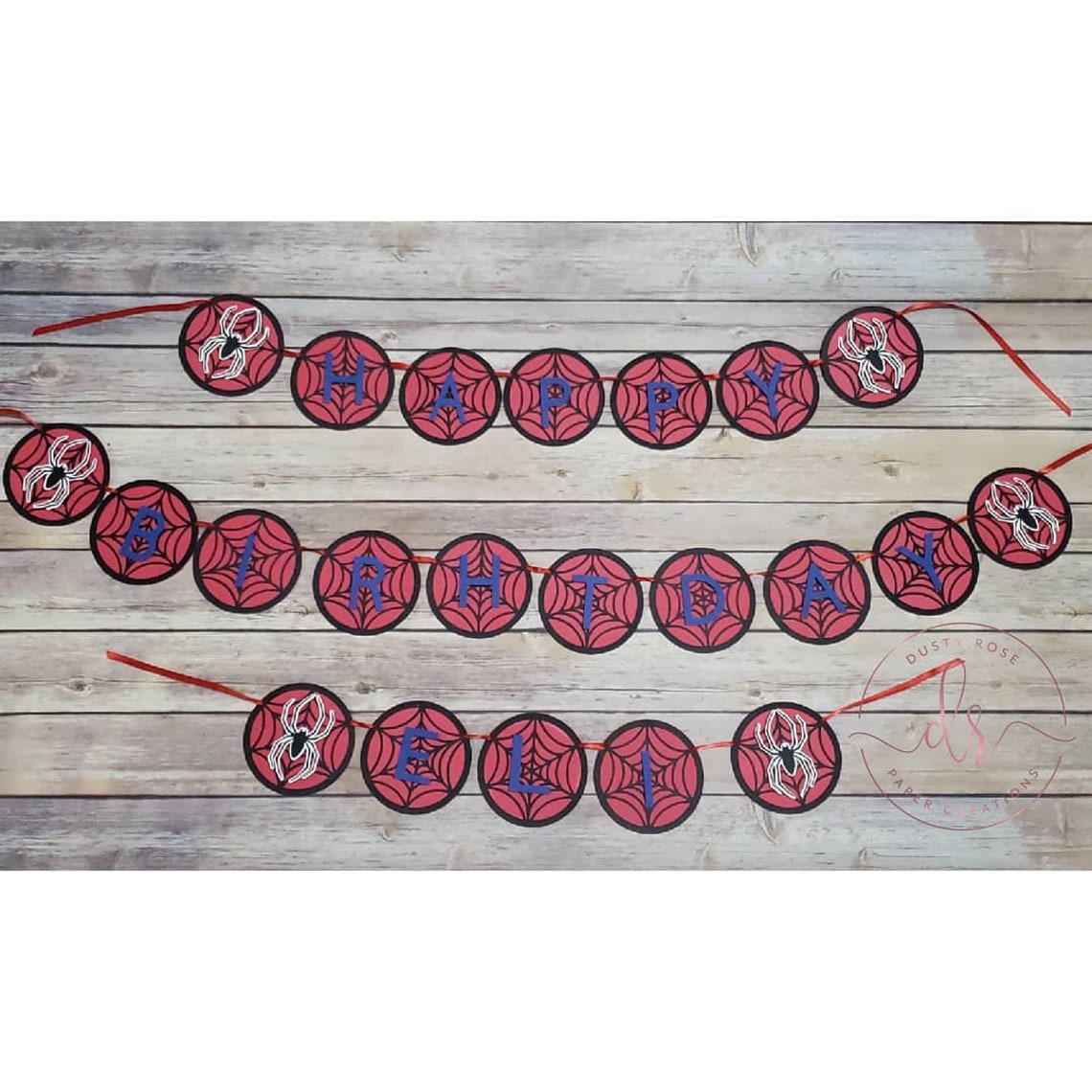 Spider Banner| Sprider Name Banner| Spider Birthday| Red Banner| Boy ...