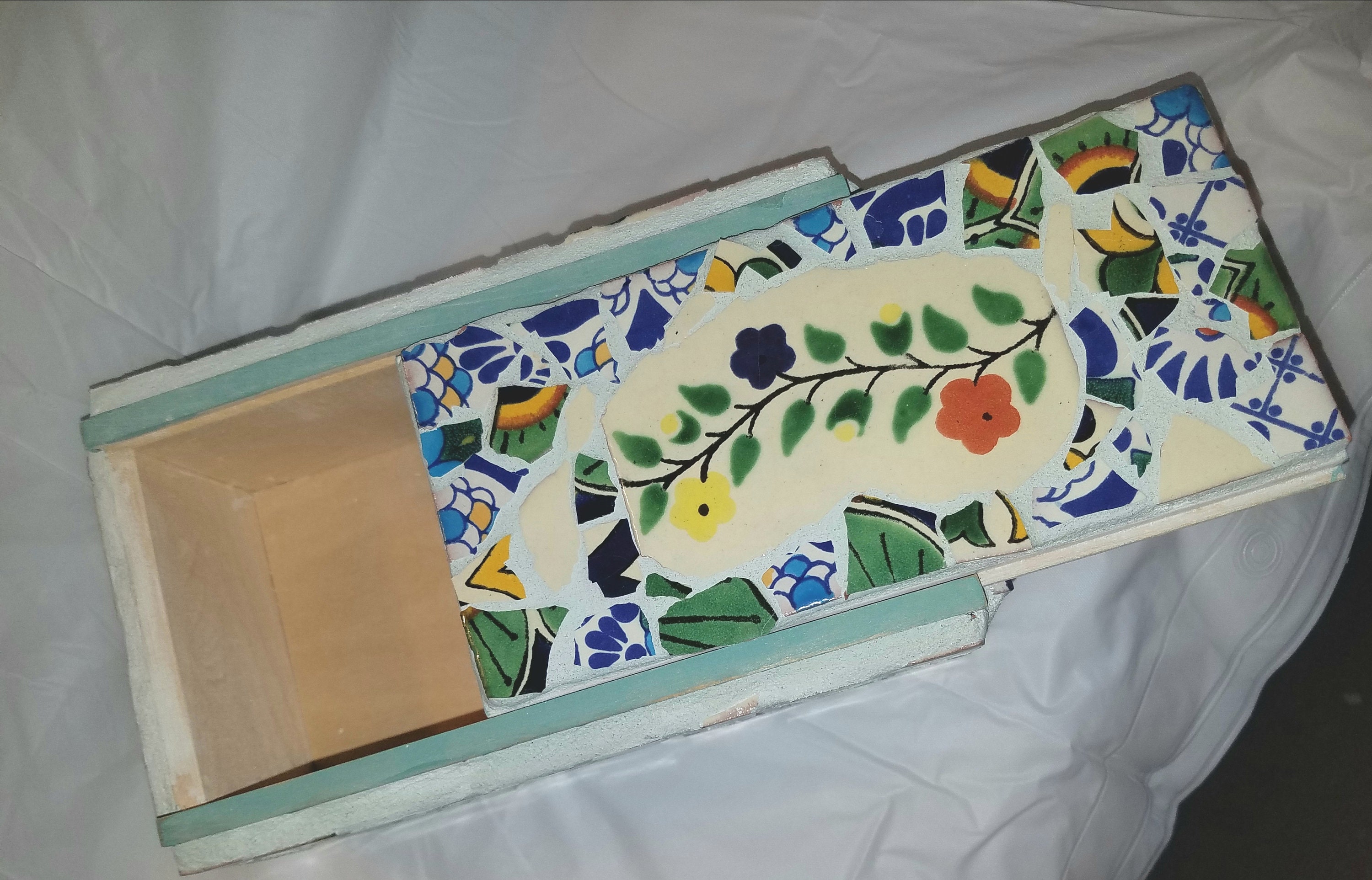 Mexican Talavera Tile Mosaic Box With Sliding Lid Made With Authentic ...