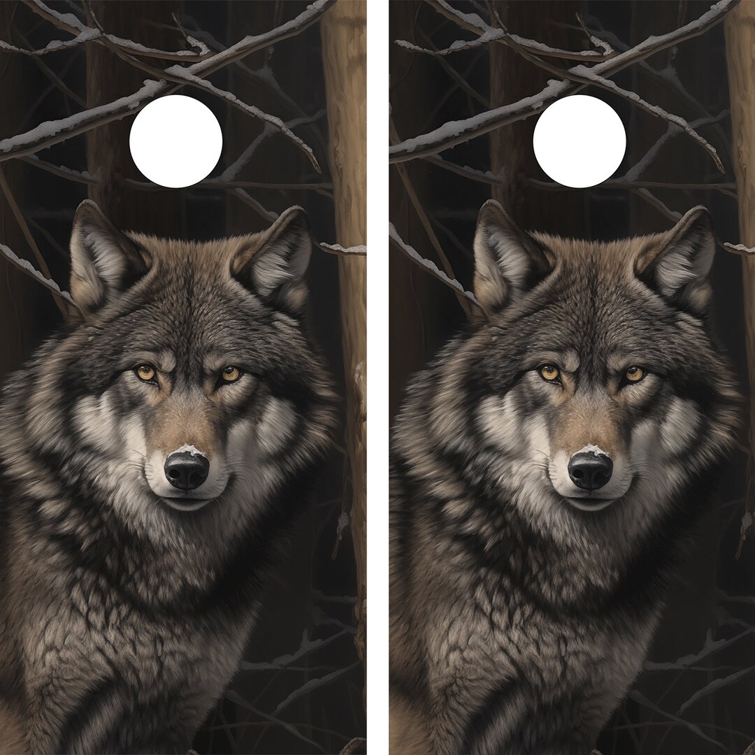 WATERPROOF & NON FADING Cornhole Board Wraps - Wolf Portrait - Easy to ...