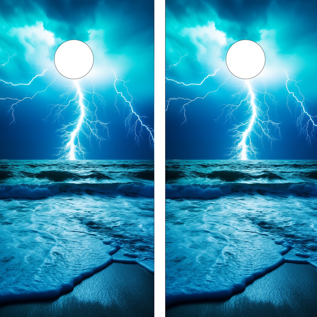 WATERPROOF & NON FADING Cornhole Wraps - Lightning Strike - Easy to ...