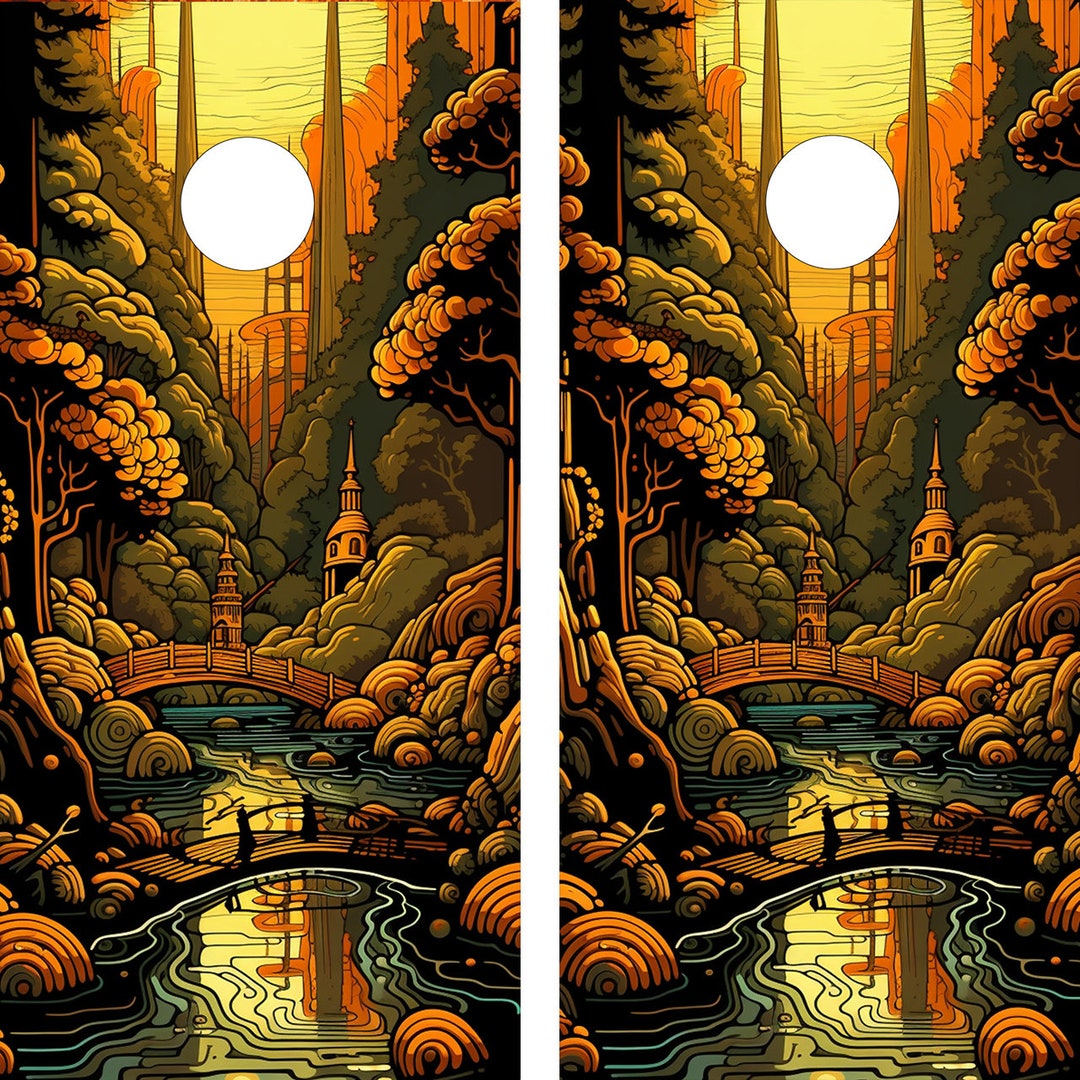 WATERPROOF & NON FADING Cornhole Wraps - Peaceful Mote - Easy to Apply ...