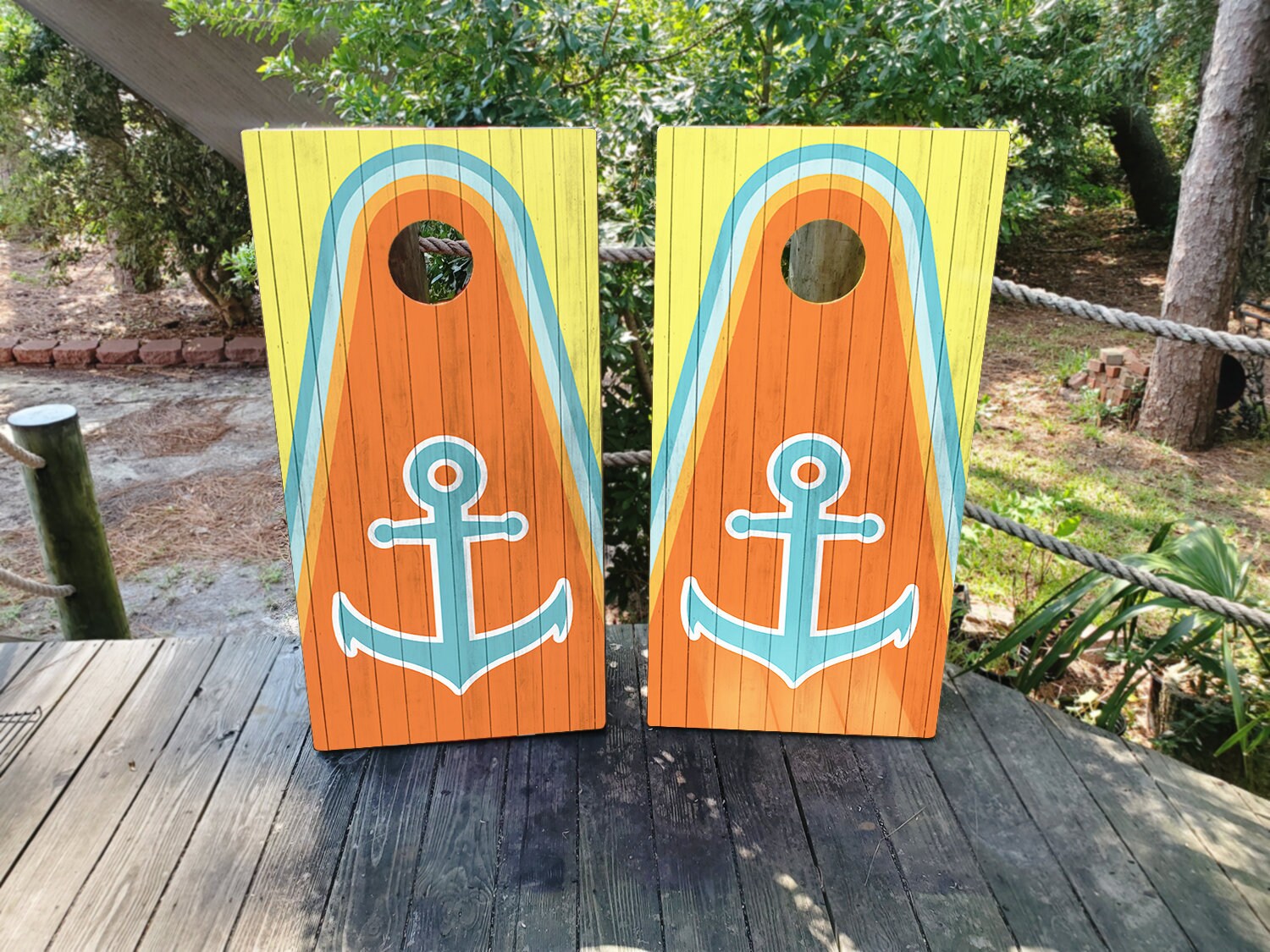 Nautical Cornhole WRAPS ONLY Anchors Beachy Beach : Set | Etsy