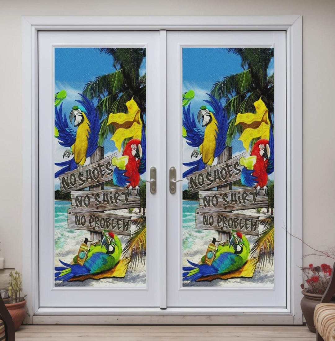 Parrot Door Decal – Privacy for Glass Doors or Solid Door Wrap – up to ...