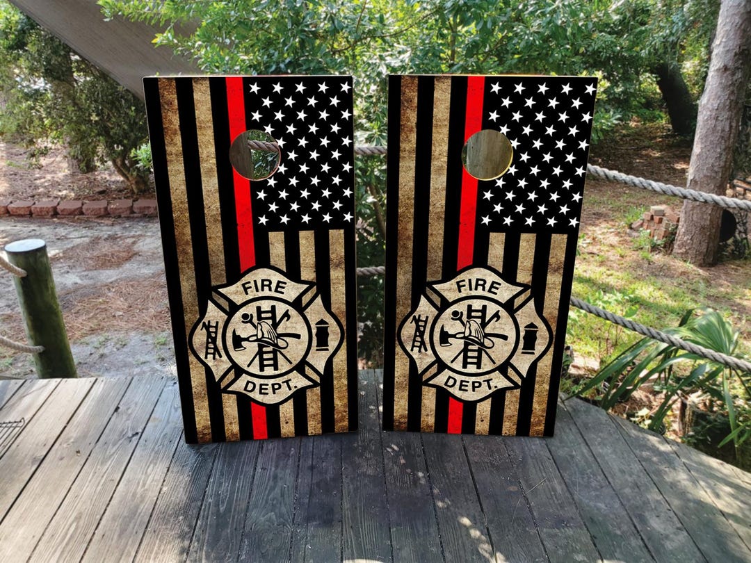 Thin Red Line Firefighter Cornhole Board Wraps – American Flag Design ...