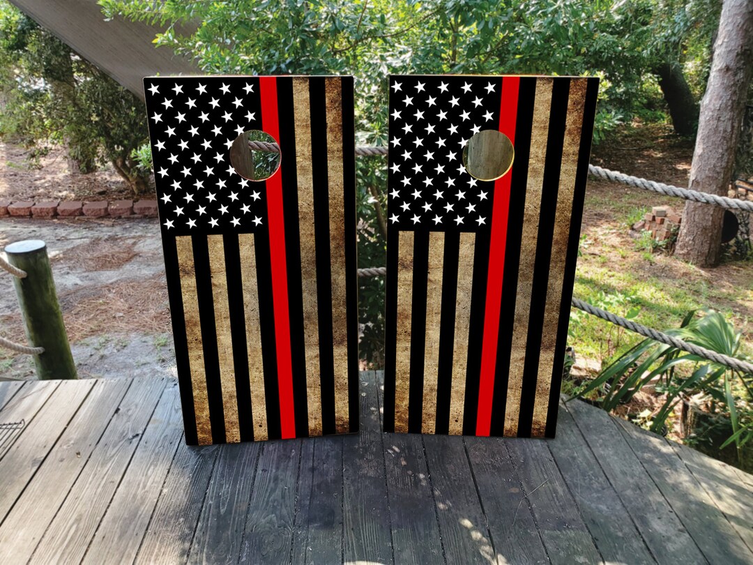 USA / American Flag / Firefighter Cornhole Board Wraps - Etsy