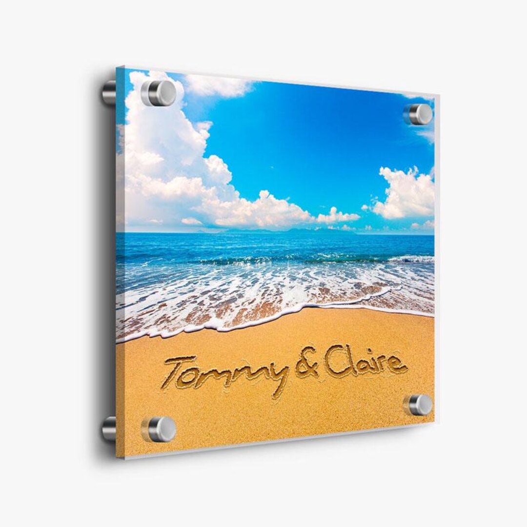 Custom Beach Acrylic Sign - Names in Sand Wall Art - Personalized ...