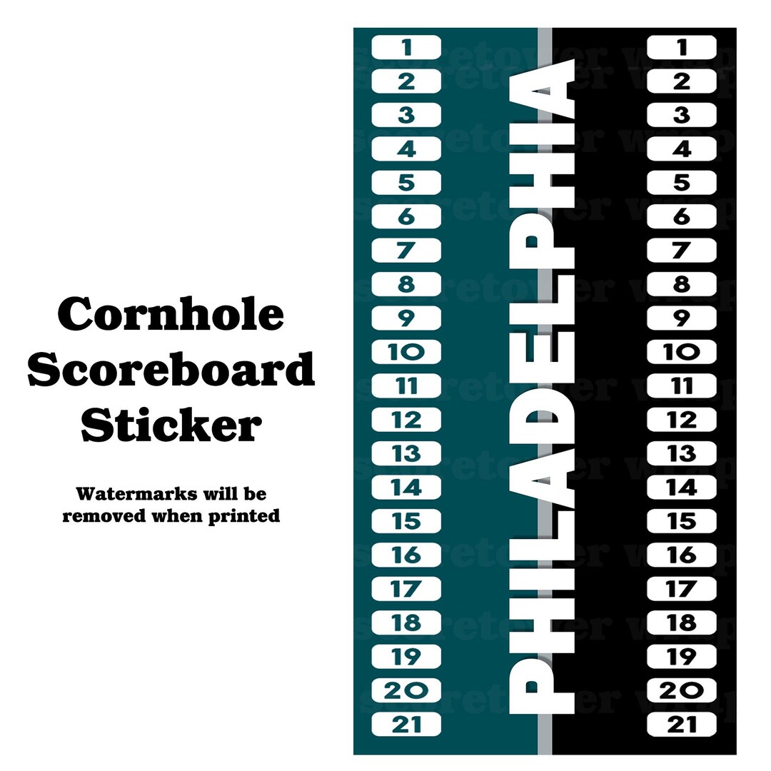 Cornhole Scoreboard Sticker / Philadelphia Football / Black and Green ...