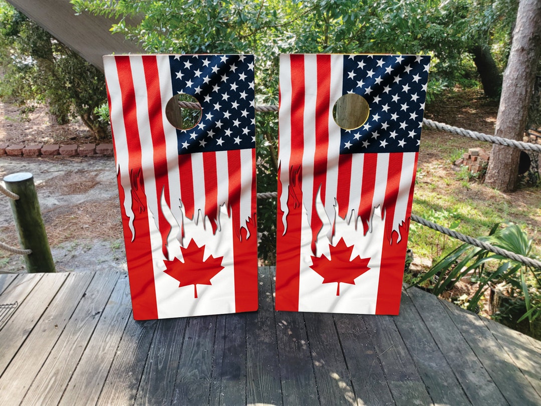 WATERPROOF & NON FADING Cornhole Board Wraps - Canadian and American ...