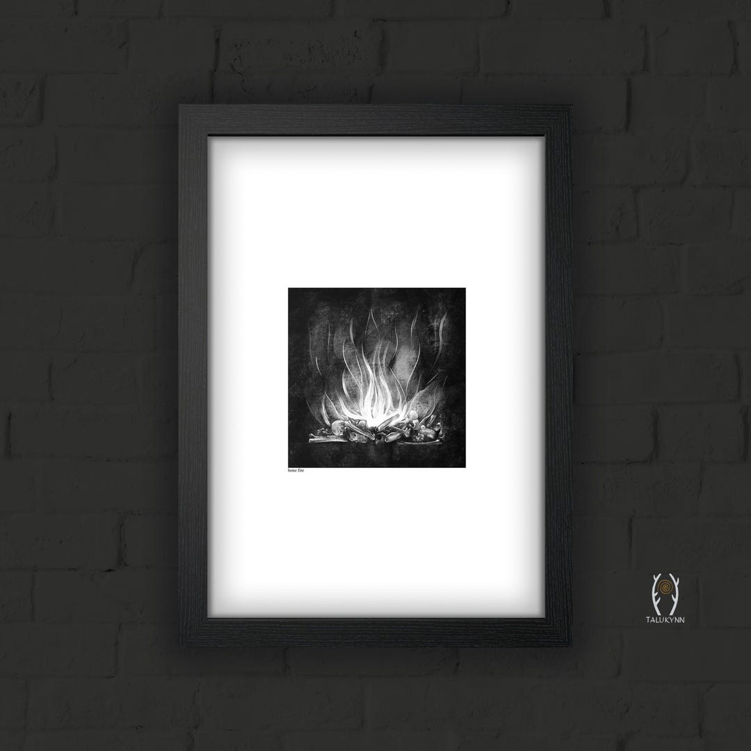 Bone Fire Art Print: Gothic Bonfire Seasonal Illustration - Etsy