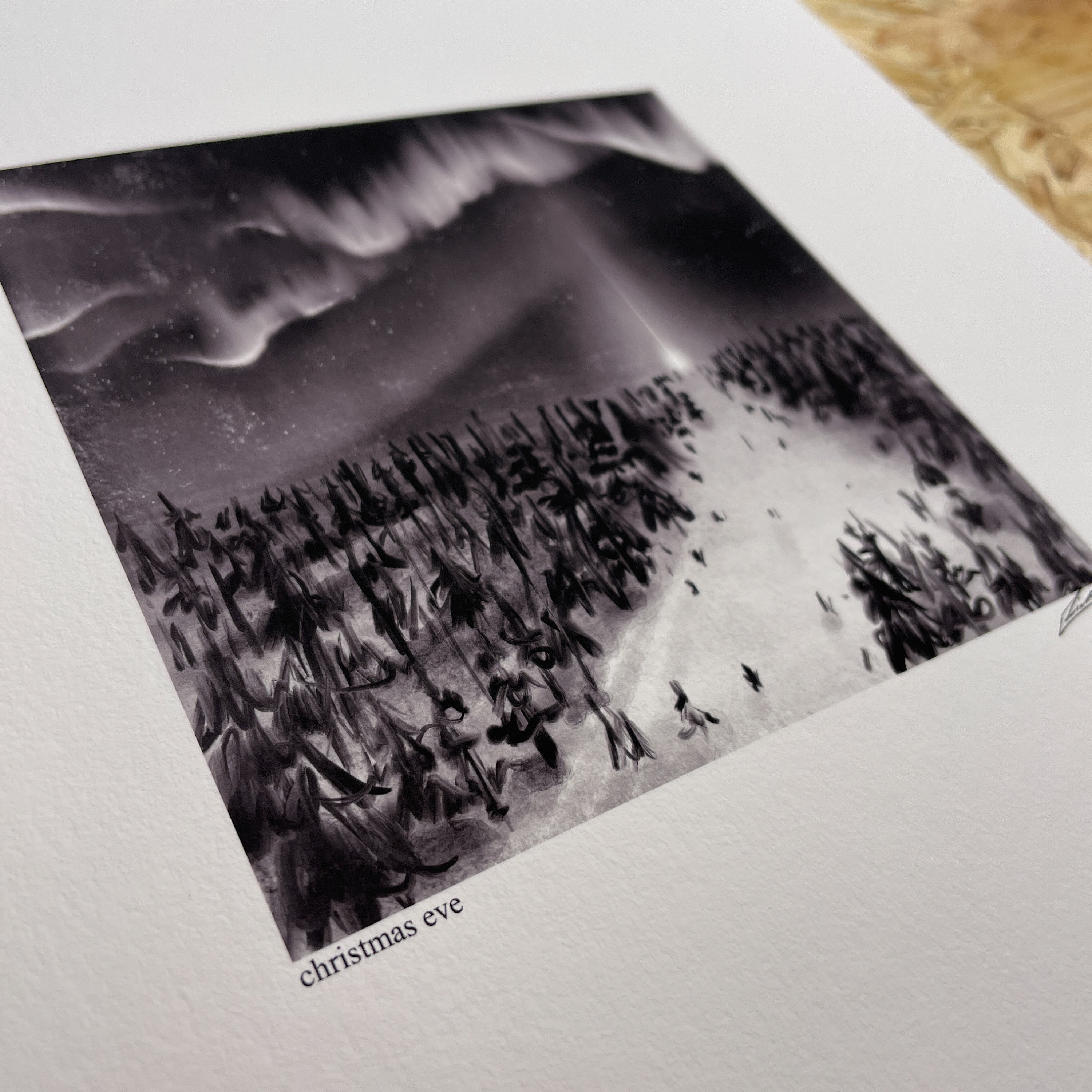 The North Pole - Northern Lights Christmas Illustration - Signed Art ...