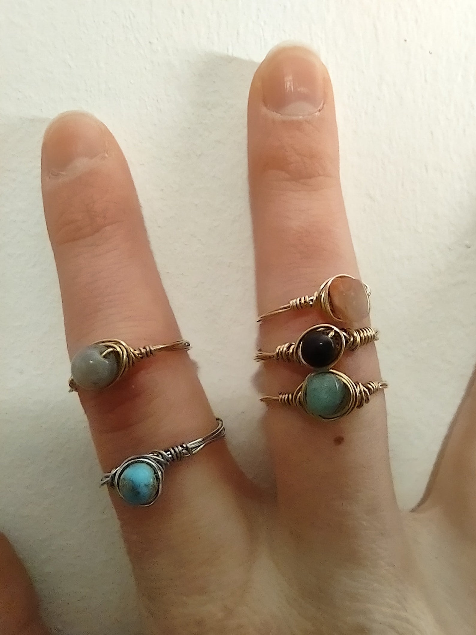 Wire Wrapped Stone Ring, Crystal Random Unique Rings - Etsy