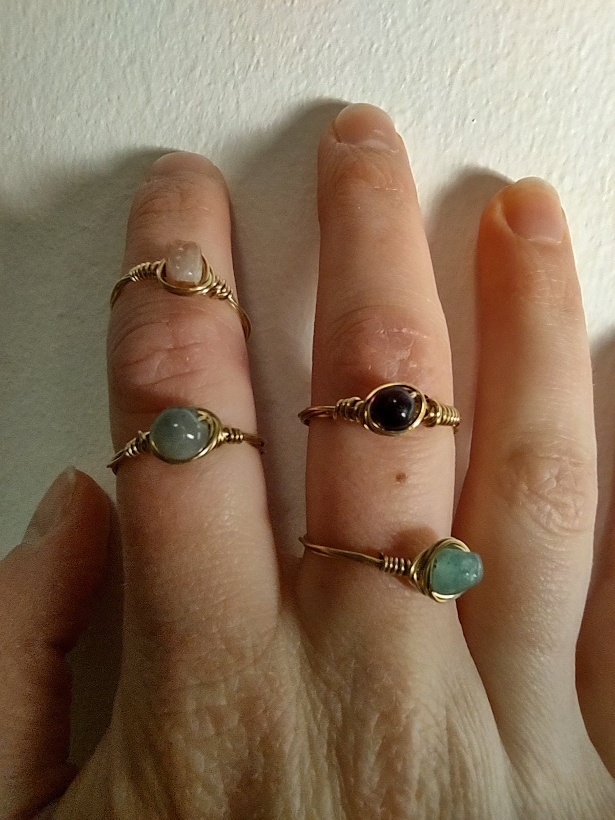 Wire Wrapped Stone Ring, Crystal Random Unique Rings - Etsy