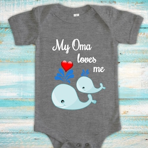 Oma Loves Me Cute Grandma Name Whale Baby Bodysuit Unique Grandmother Gift for Granddaughter or ...