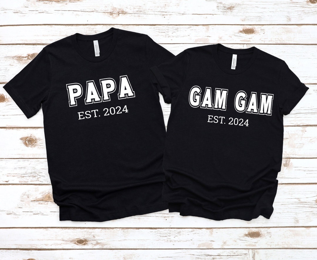Papa Gam Gam Est. 2024 Tshirt Grandma Grandpa to Be Gift Idea for ...