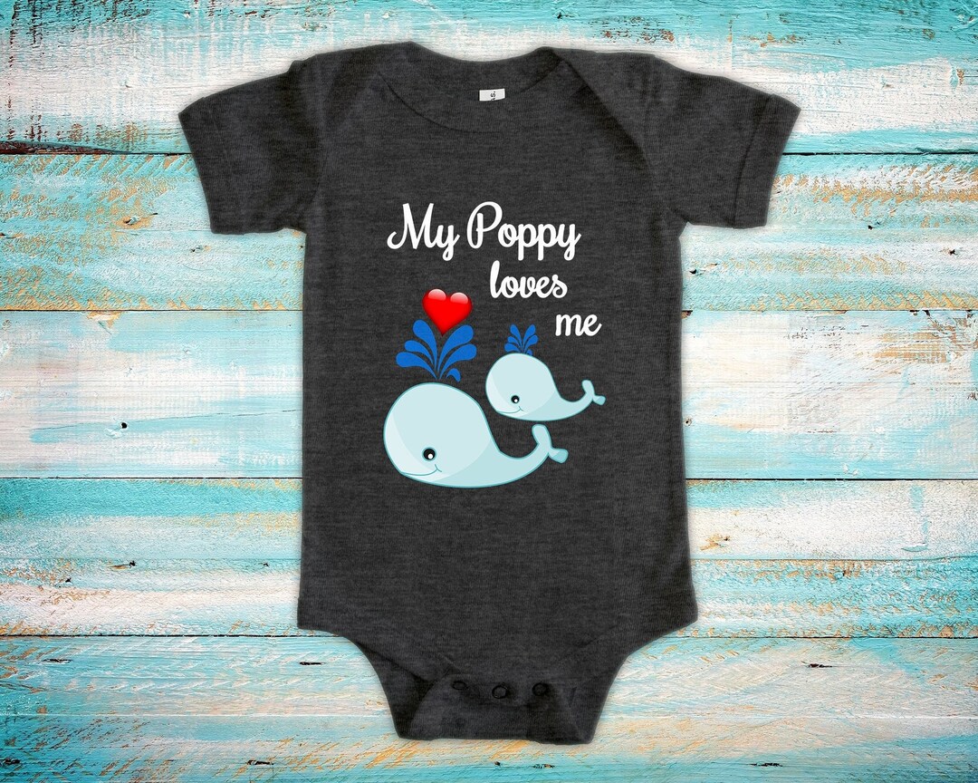 Poppy Loves Me Grandpa Name Whale Baby Bodysuit, Tshirt or Toddler Tee ...