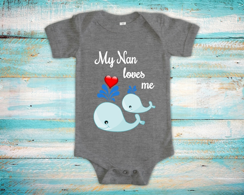 Nan Loves Me Cute Grandma Name Whale Baby Bodysuit Unique Grandmother ...