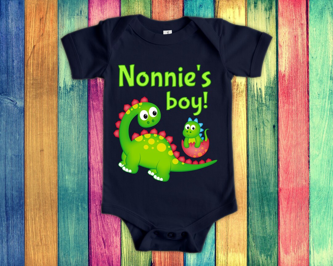 Nonnie's Boy Cute Grandma Name Dinosaur Baby Bodysuit, Tshirt or ...