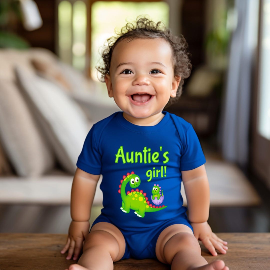 Auntie's Girl Cute Aunt Name Dinosaur Baby Bodysuit, Tshirt or Toddler ...