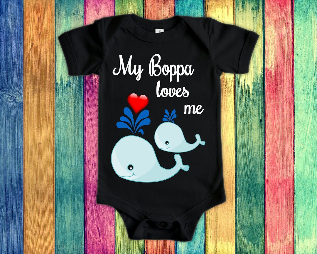 Boppa Loves Me Cute Grandpa Name Whale Baby Bodysuit, Tshirt or Toddler ...