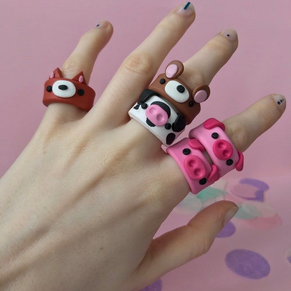 Animal Clay Ring - Etsy