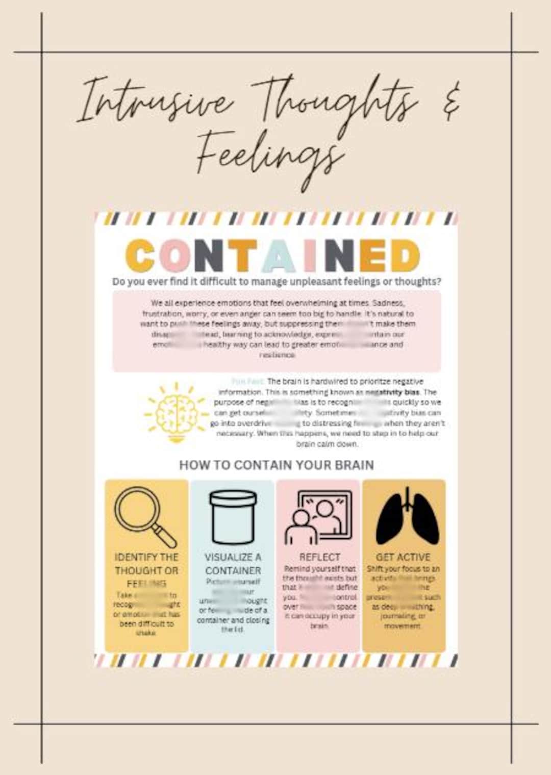 Coping With Intrusive Thoughts & Feelings, Premade CBT and DBT Tool ...