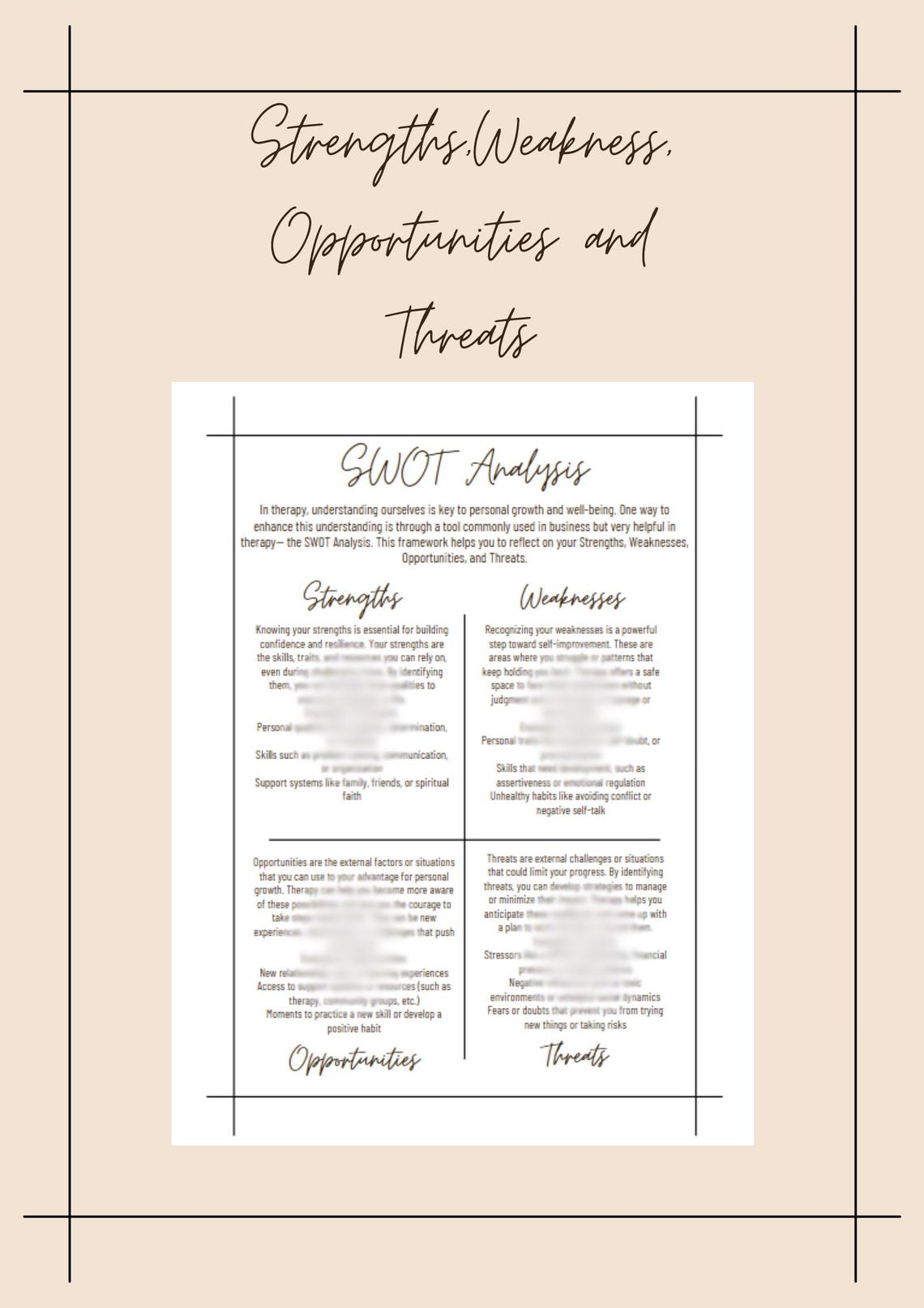 SWOT Analysis Template - Holistic Assessment Editable PDF Identifying ...