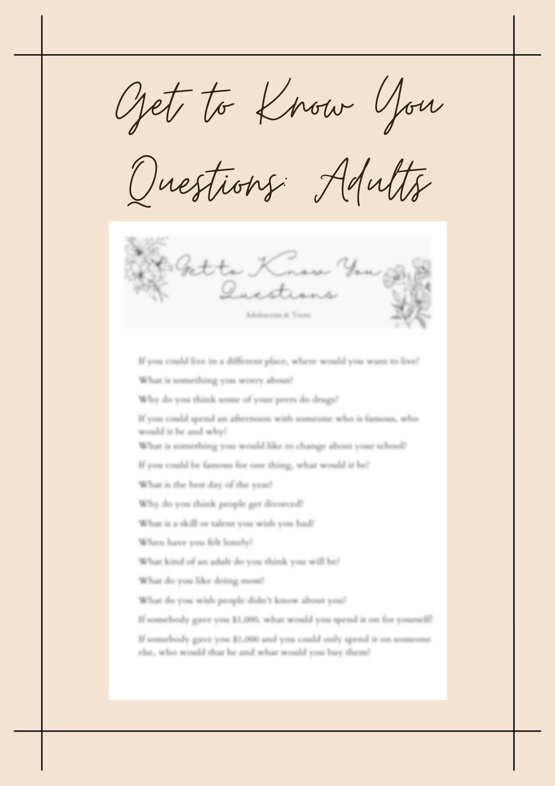 Premade Therapy Questions for Adults - 20 Rapport-building Questions ...