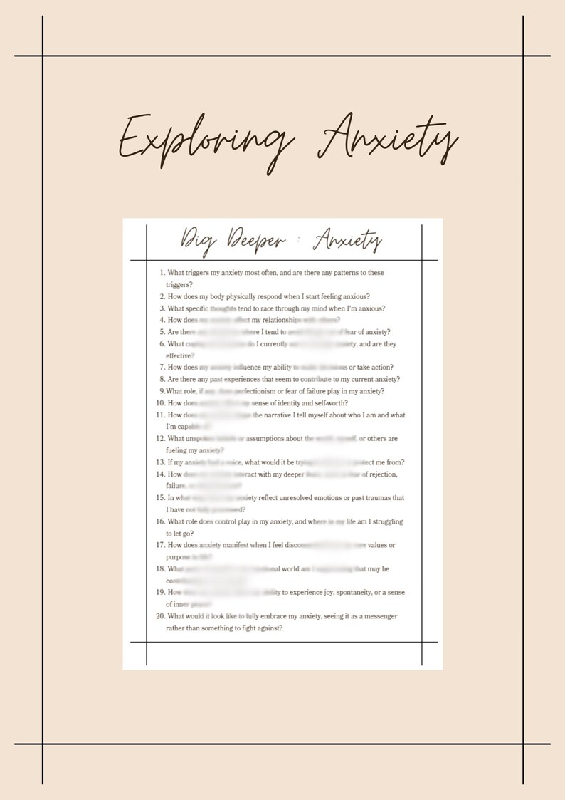 Deep Dive Anxiety Questions for Therapists | Printable PDF Counseling ...