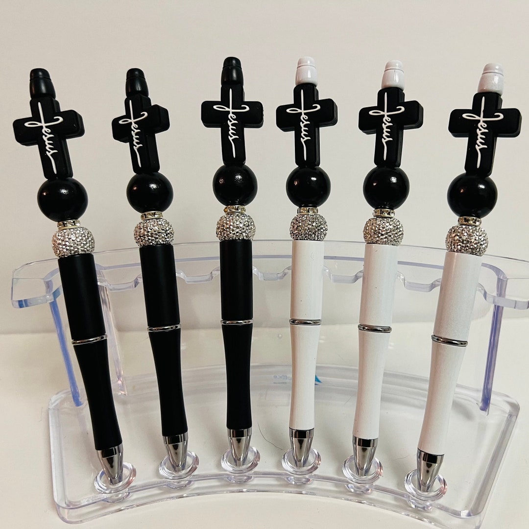 Jesus Cross Faith Black Beaded Custom Pens - Etsy