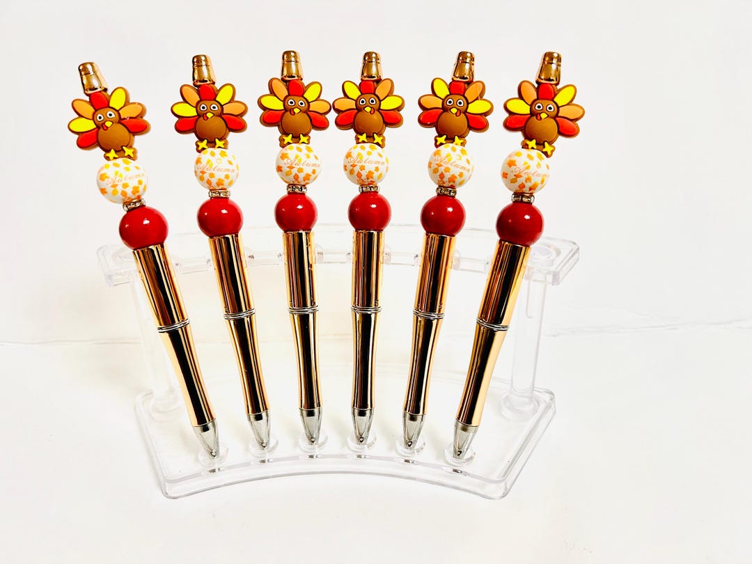 Beaded Turkey Pen: Thanksgiving Autumn Decor - Teacher Coworker Gift - Etsy