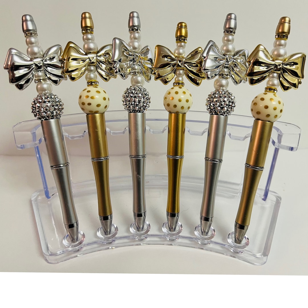 Beautiful Bow Pens - Gold and Silver - Beaded Pens- Glam Pens - Great ...