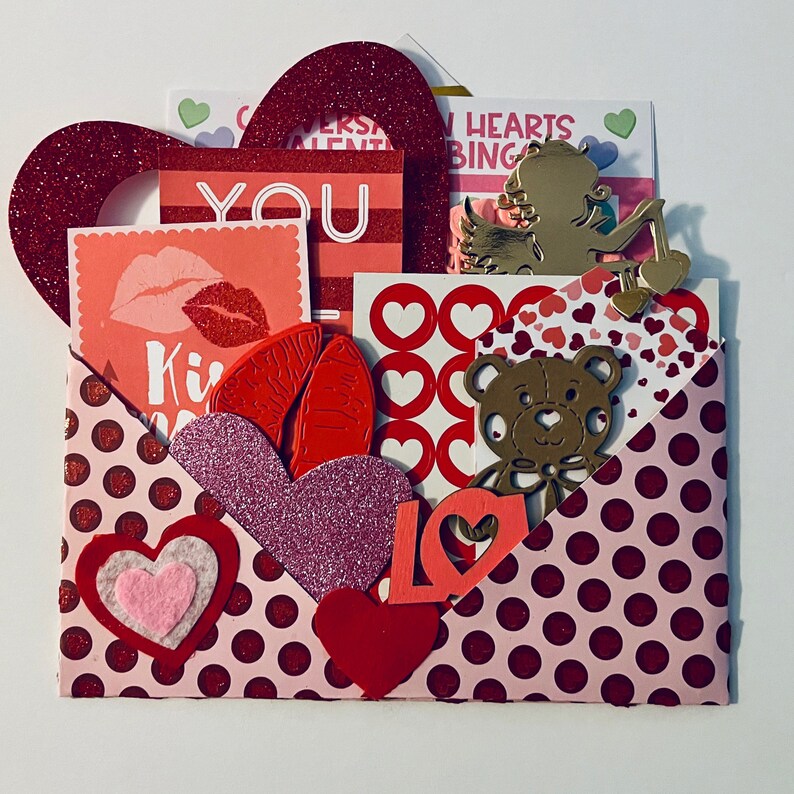 30 Piece Loaded Mini Valentines Envelope Pocket With Die Cuts Card ...