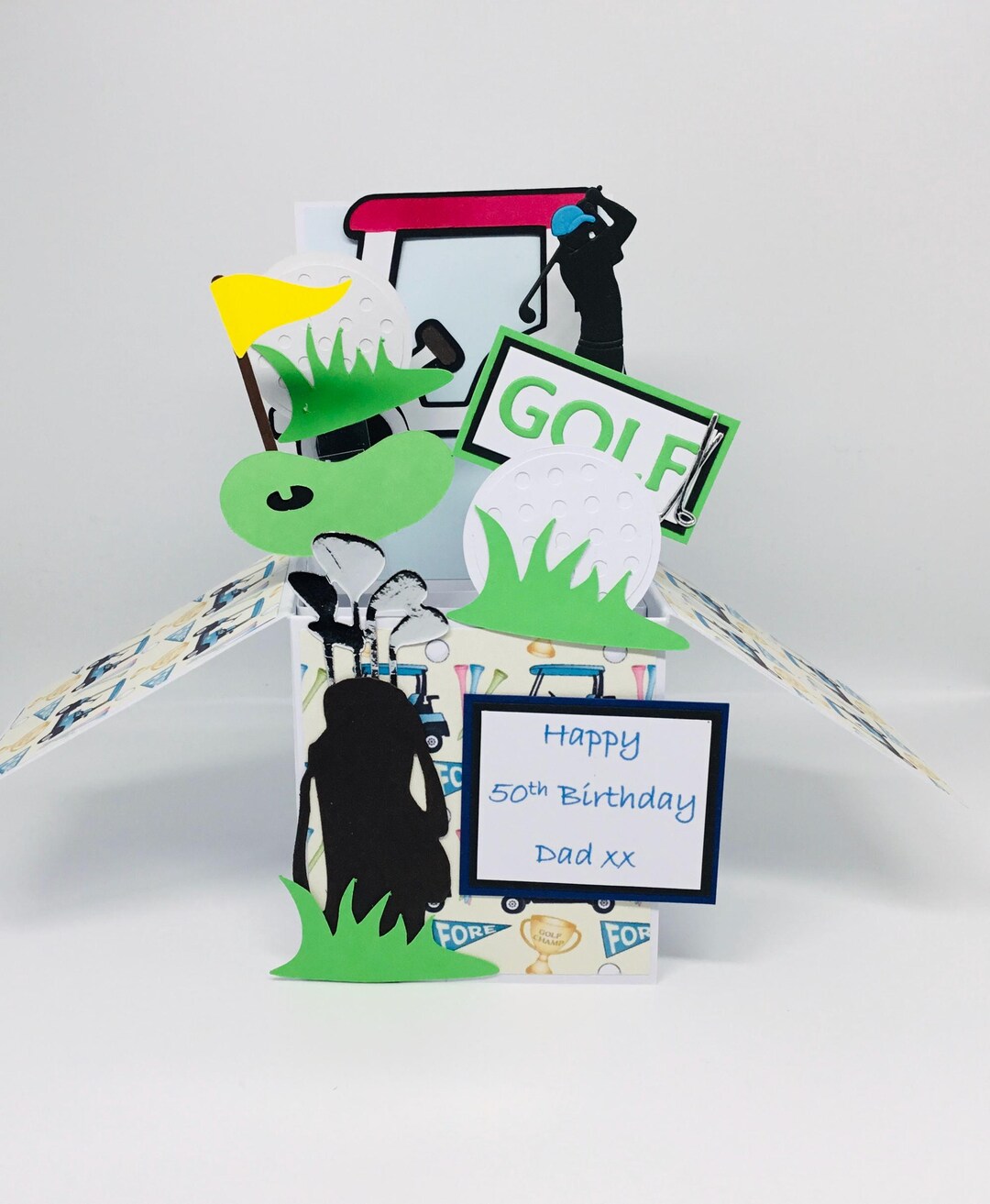 Handmade Golf Personalised Pop up Card - Etsy UK